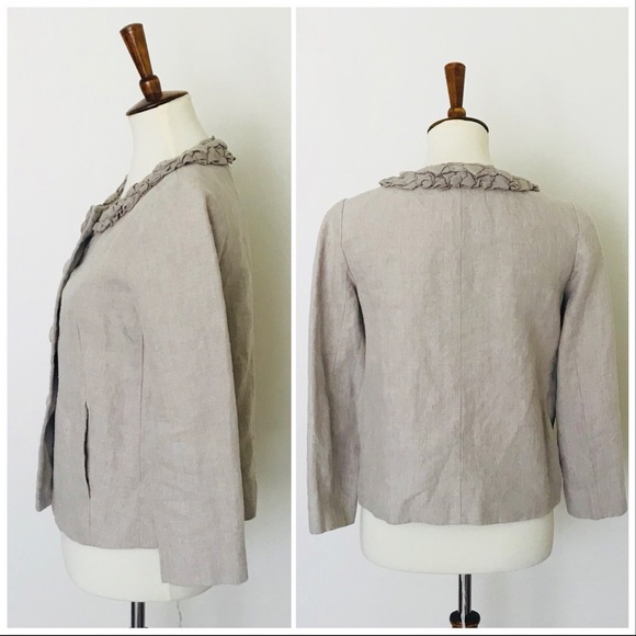 J. Crew | Jackets & Coats | J Crew Linen Jacket Blazer W Braided Bow ...